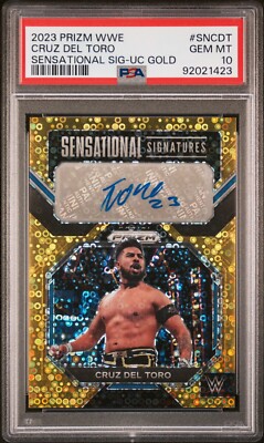 PSA 10 - 2023 Panini Prizm WWE CRUZ DEL TORO Gold Disco Prizm AUTO 05/ ...