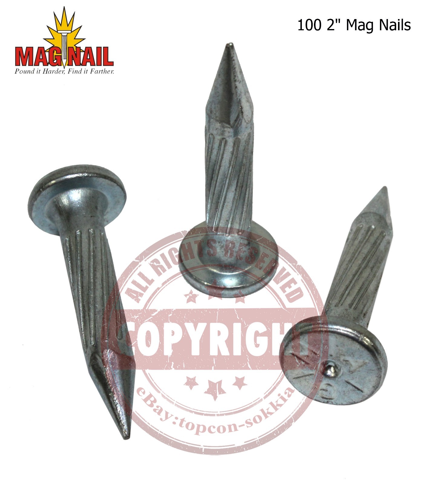 MAG NAILS 2" SURVEYORS,PROPERTY,CONTROL,SURVEYING,BOUNDARY,SURVEY,GPS ...