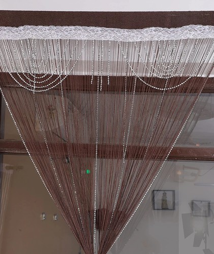 Polyester Threads String Hanging Beautiful Door Curtain Color Coffee ...