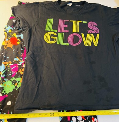 Let’s Glow Party Rave Set Women’s 2XL T-Shirt & Multicolor Pants Funny ...