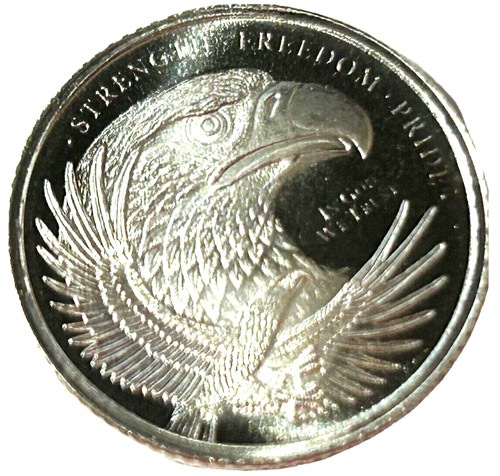SILVER COIN 1 X 3.1g EAGLE ROUND..999 FINE SILVER PURITY IN A CAPSULE ...