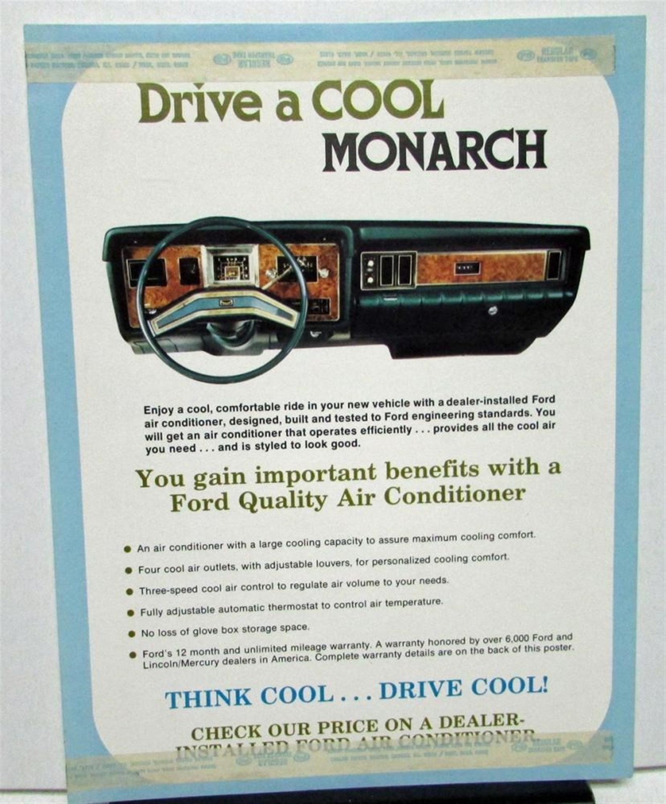 1978 Mercury Dealer New Car Monarch Window Sticker Display Air ...