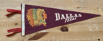 Vintage Dallas Texas 18 Inch Felt Pennant w Native American Chief ...