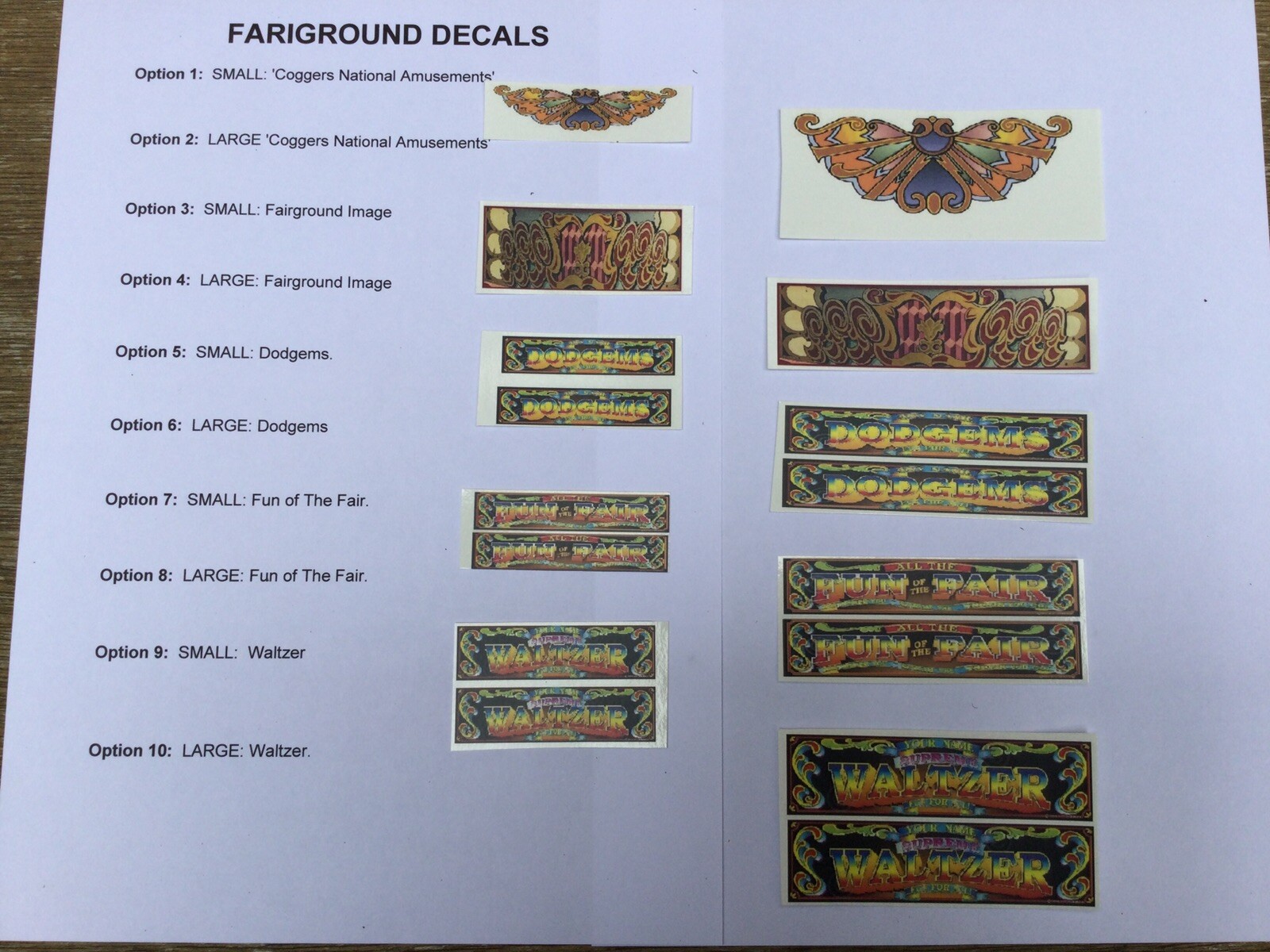 Fairground Decals Model Diorama : 14 OPTIONS. | eBay UK