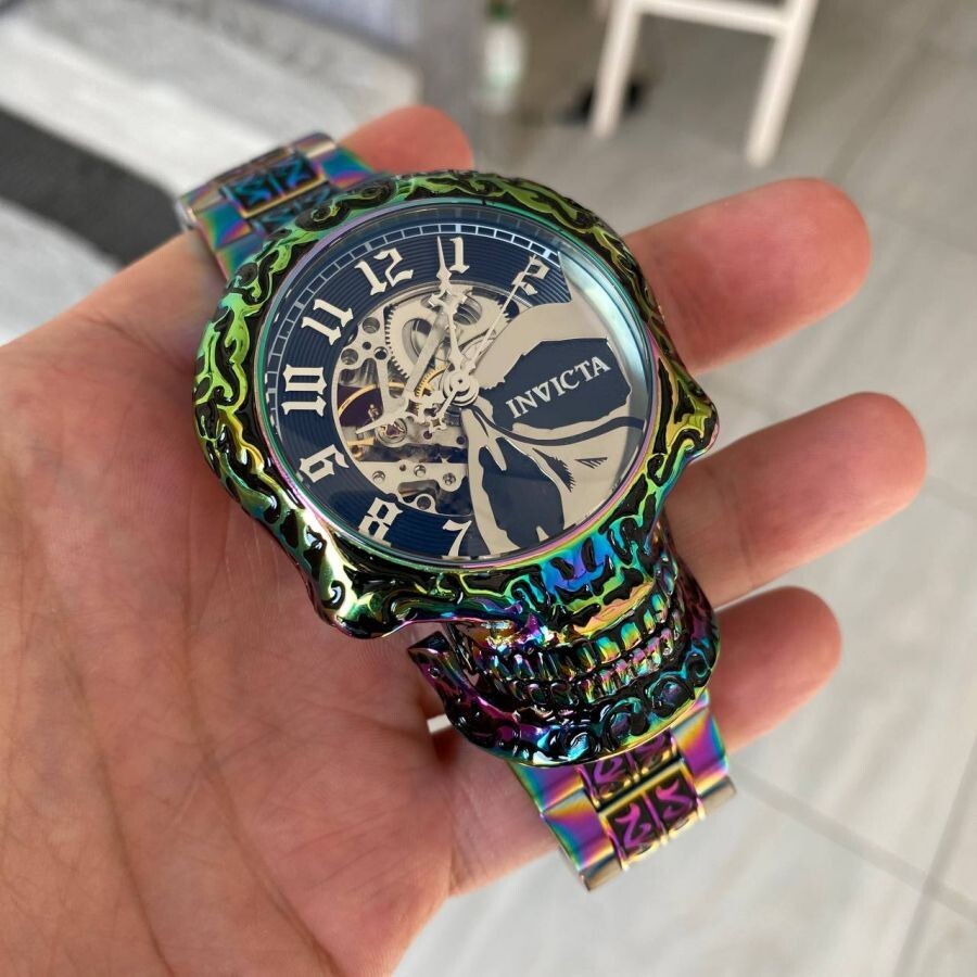 Invicta Men's Artist 50mm Automatic Charcoal Dial Stainless Steel Band ...