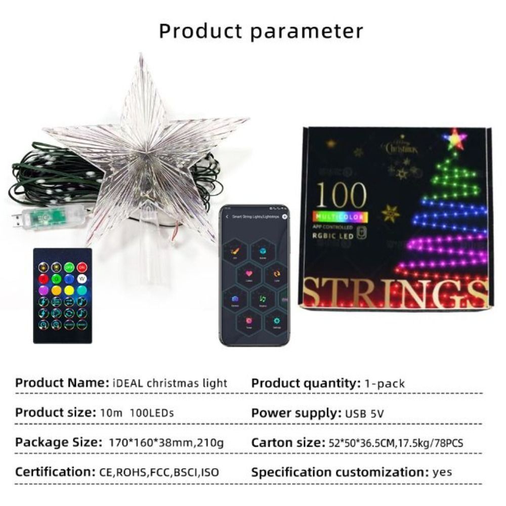 LED Light String Star String Light Bluetooth App Control Fairy Lights ...