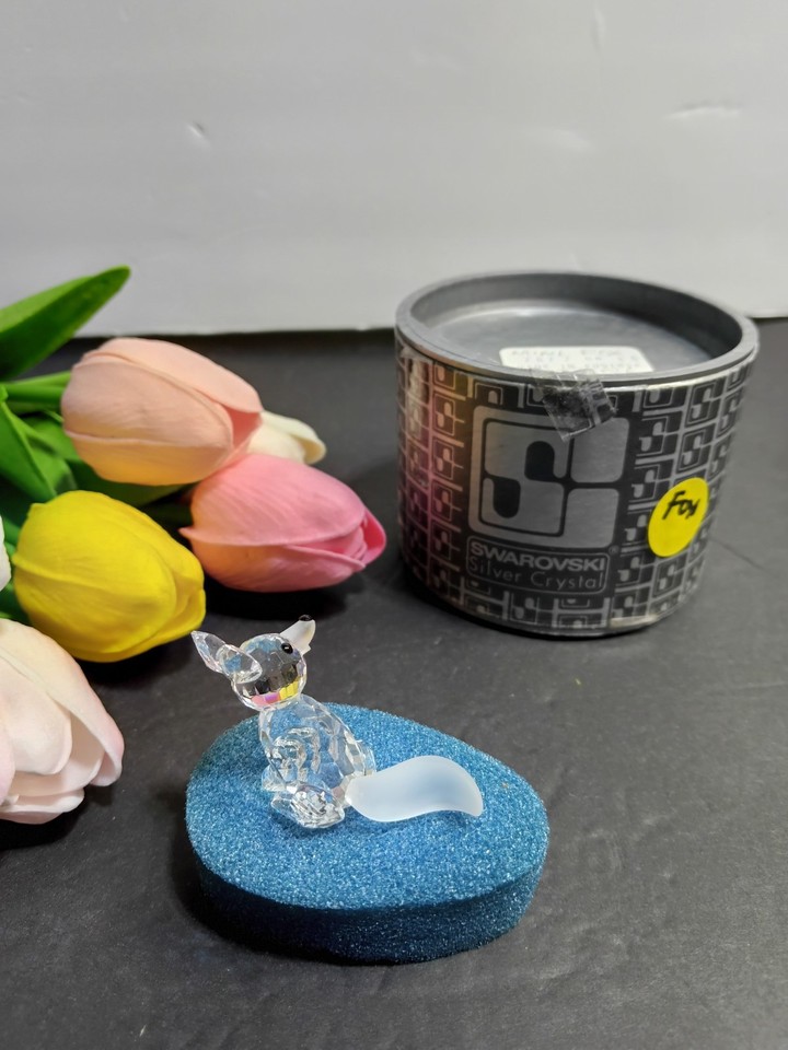 Swarovski Crystal Sitting Fox with Frosted Tail Figurine #7677 NR45 In ...