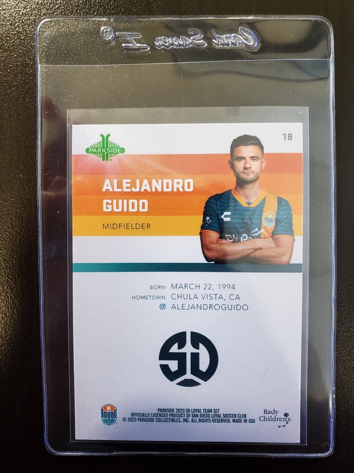 2023 Parkside San Diego Loyal SC Team Set- ALEJANDRO GUIDO Card #18, SD ...