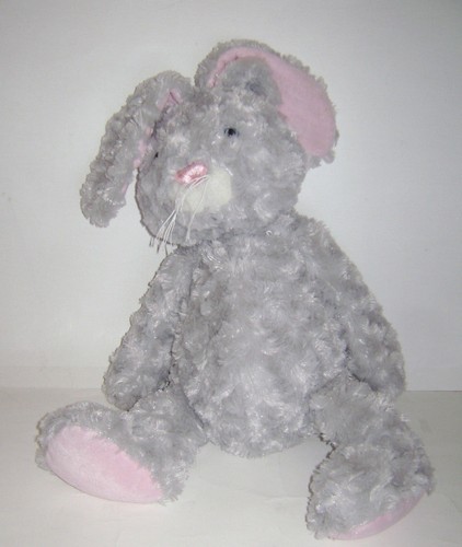 GANZ WEBKINZ FLUFFLE BUNNY RABBIT PINK GRAY BABY STUFFED ANIMAL PLUSH ...