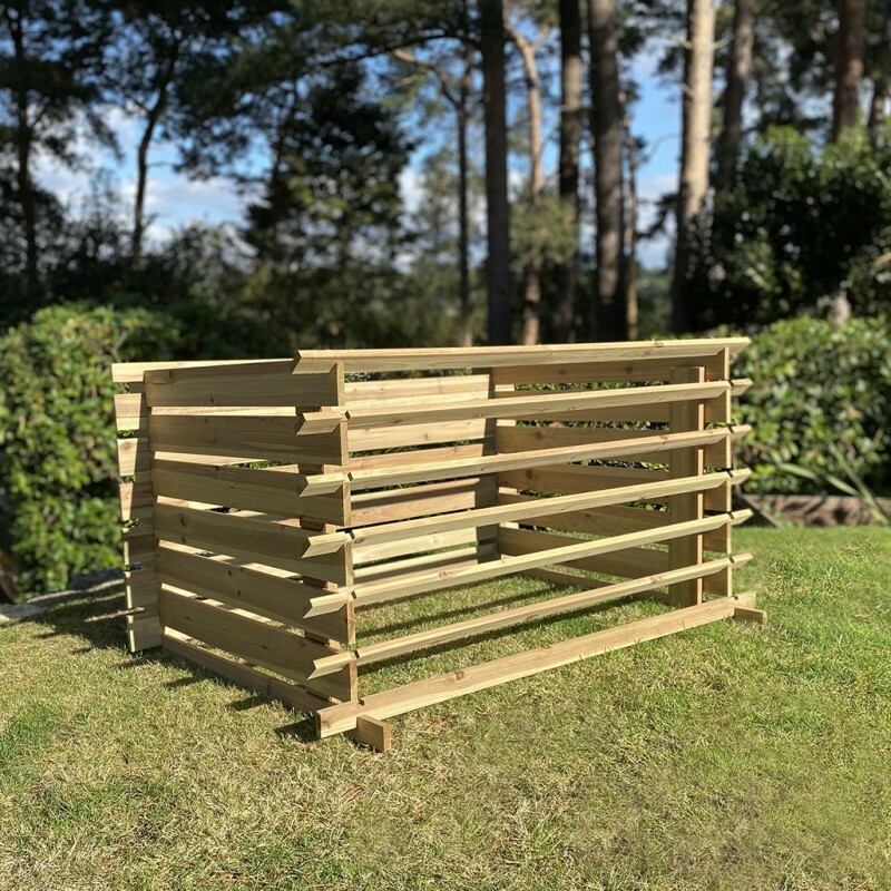 Wooden Slatted Garden Composter Wood Compost Bin (65cm x 120cm ...