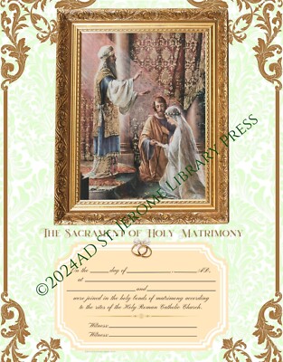 Classic Catholic Marriage Certificate 8.5" x 11" Catholic wedding ...