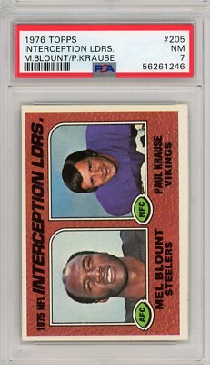1976 Topps #205 Interception Leaders - Mel Blount / Paul Krause - PSA 7 ...