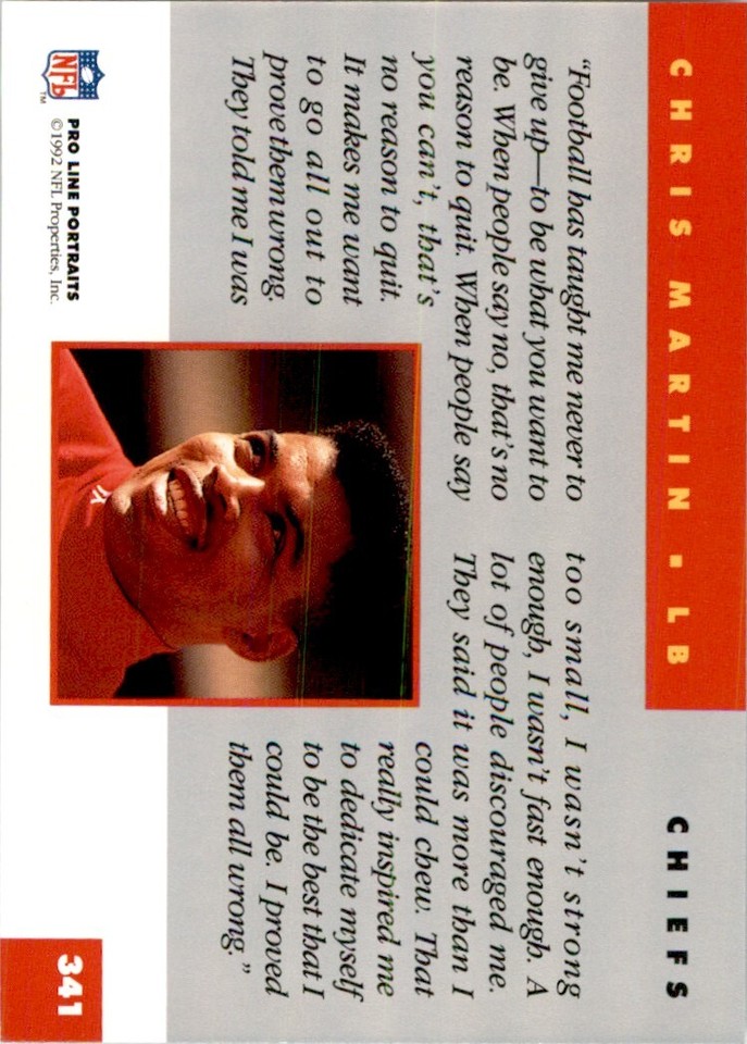 1992 Pro Line Chris Martin Football Cards #341 | eBay