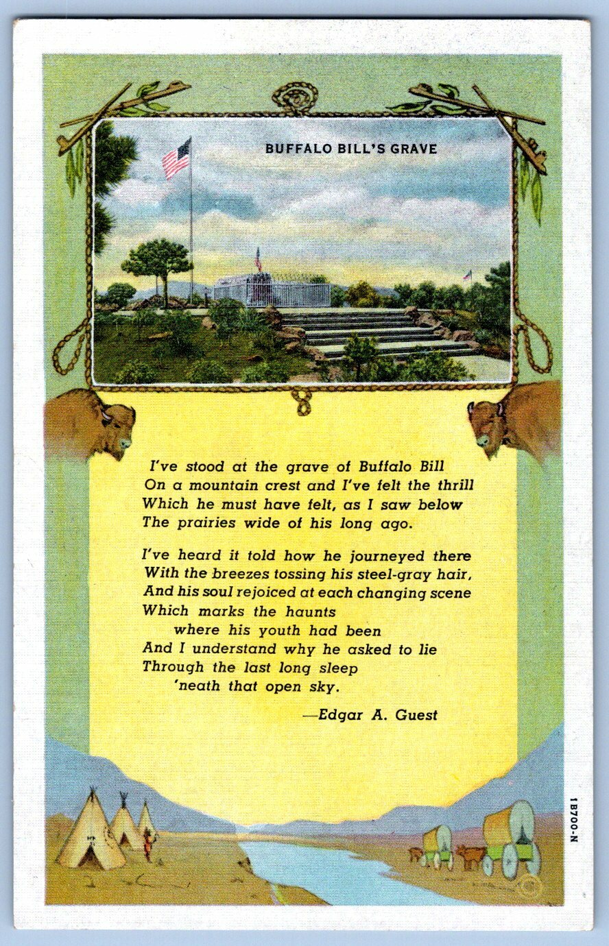 Postcard~ Buffalo Bill's Grave~ Poem By Edgar A. Guest | eBay