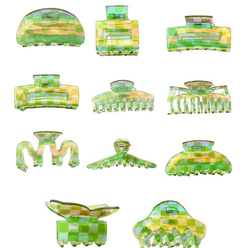 Chessboard Pattern Hair Claws Square Color Matching Headwear for Women ...