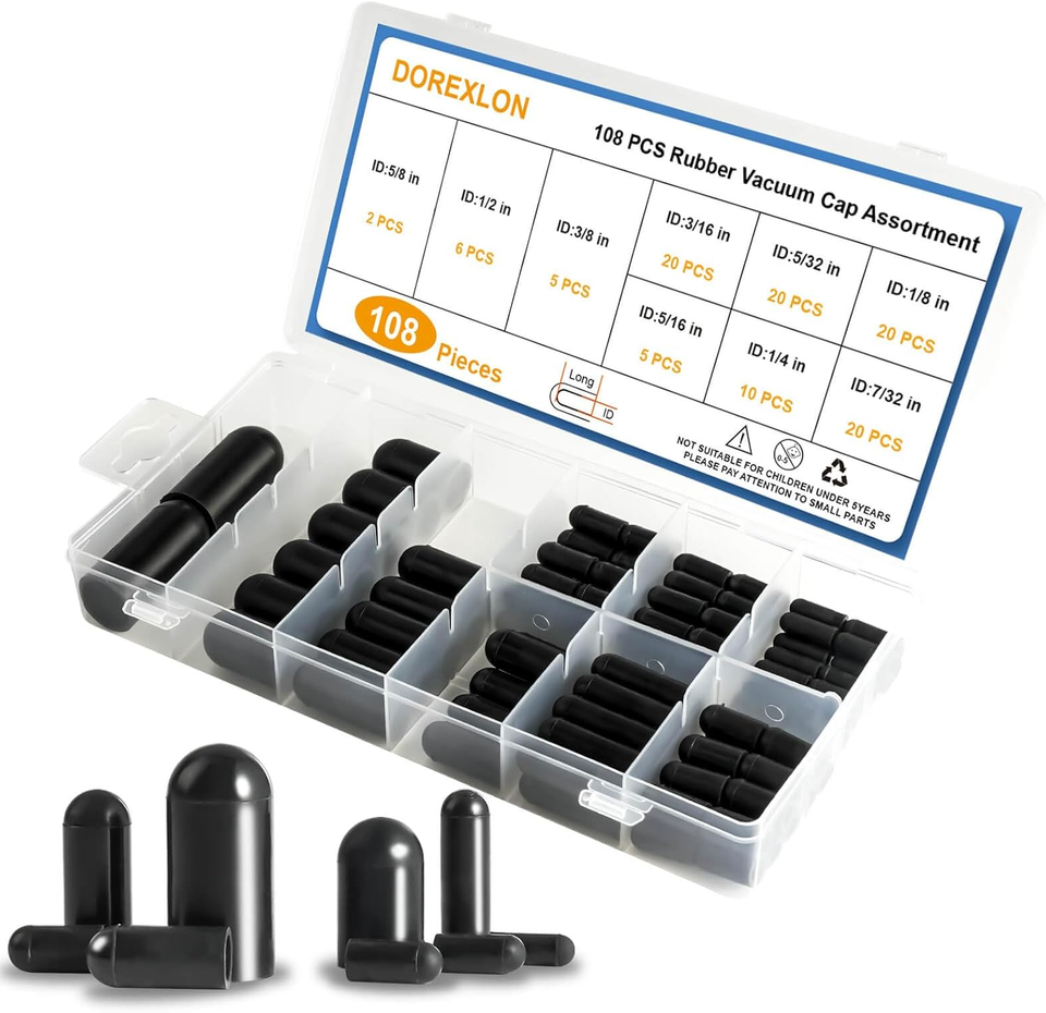108PCS Vacuum Caps Assortment, Vacuum Plugs Hose End Cap, Rubber Vacuum ...