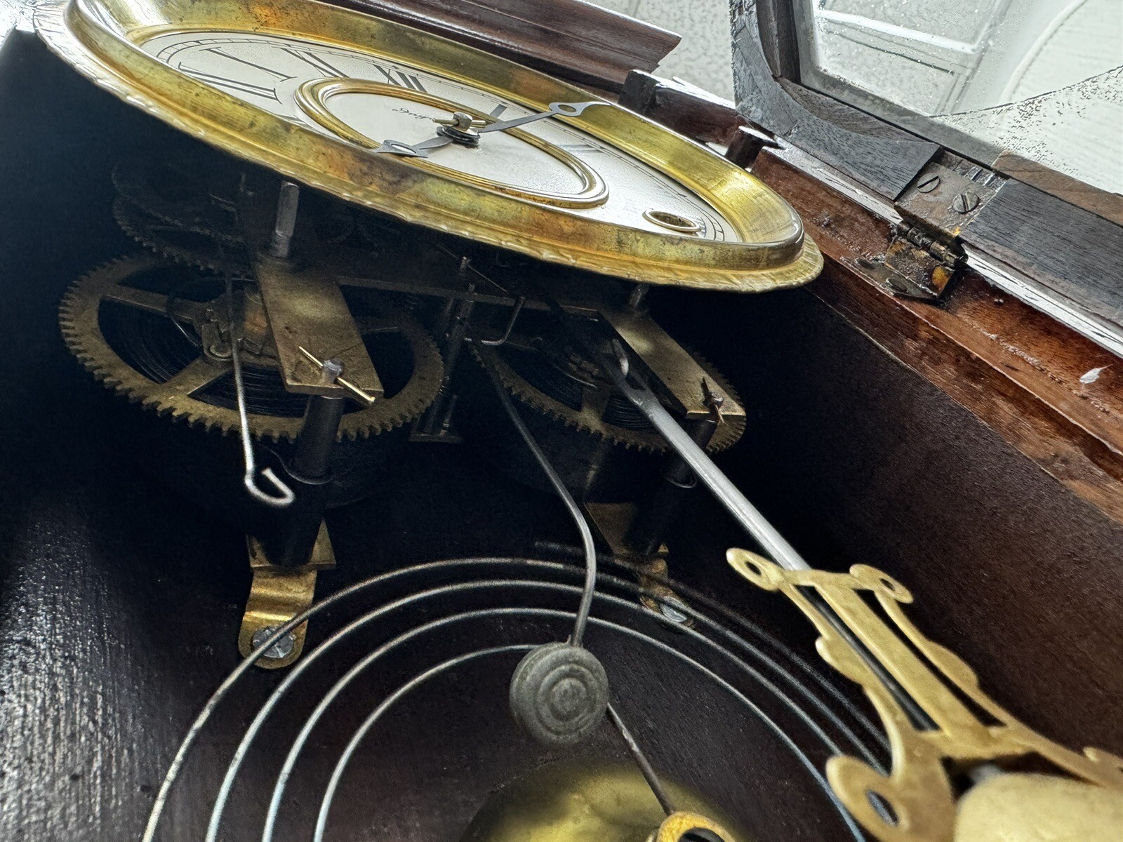 Vintage 8 Day Walnut Ingraham Parlor Clock W Hour Strike Niagara Glass ...