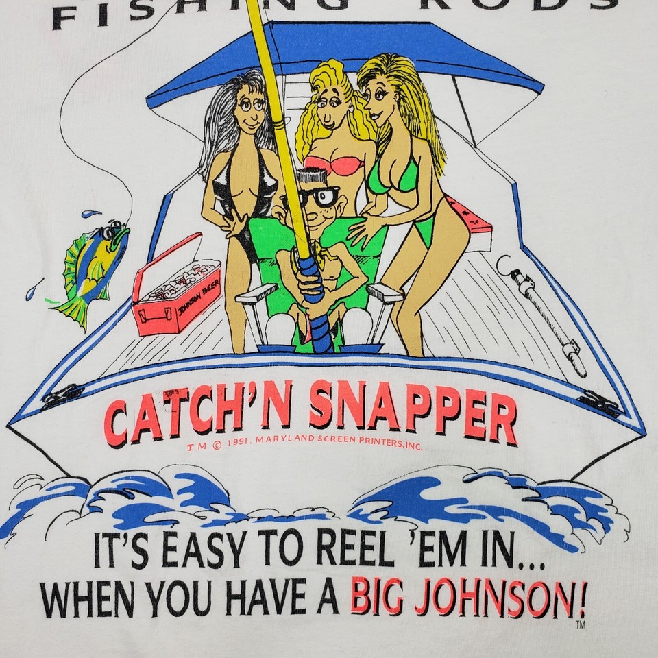 Vintage 1991 Big Johnson Fishing Rods Shirt Single Stitch Funny Humor ...