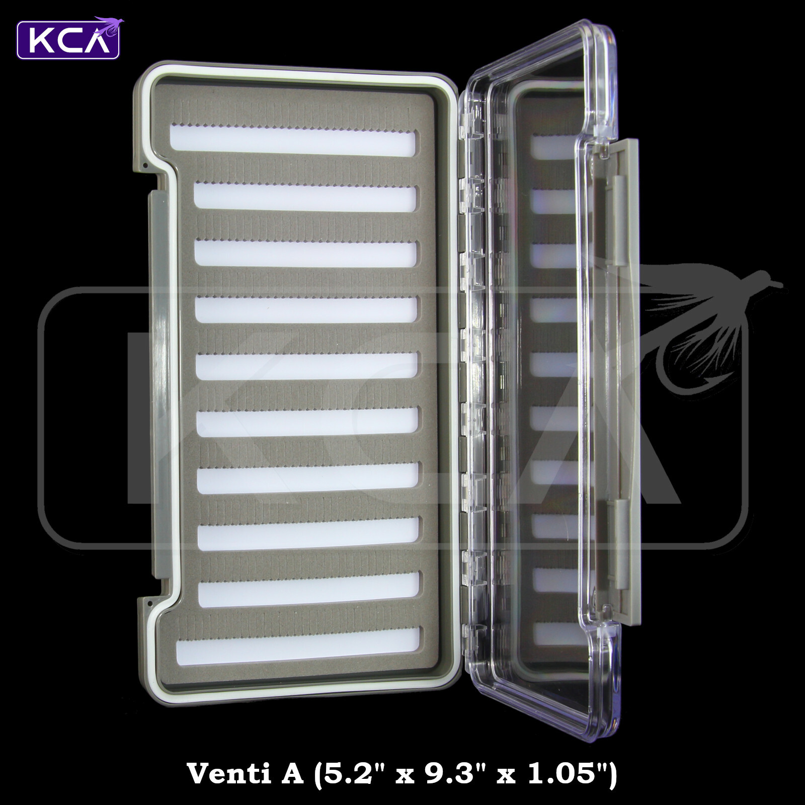 KCA Slim Fly Box, Waterproof, Clear Lid, 3 Sizes, 3 Inserts | eBay