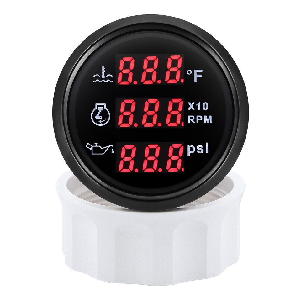 52mm 3in 1 Multi-Function Digital Gauge Water Temp Tachometer Oil ...