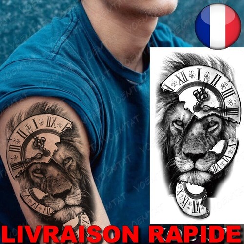 Tatouage Temporaire Imperméable Lion Bois Félin Faux Main Bras Jambe ...