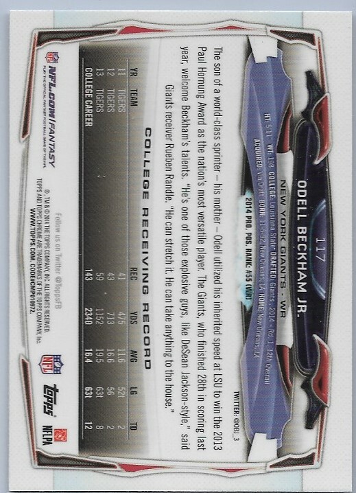 2014 Topps Chrome #117 Odell Beckham Jr RC | eBay