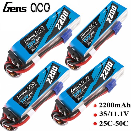 4X Gens Ace G-Tech 11.1V 2200mAh 25C 3S Lipo Battery EC3 For Helicopter ...