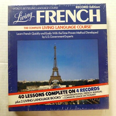 Living Language Course living FRENCH 40 Lessons on 4 RECORDS Sealed La ...