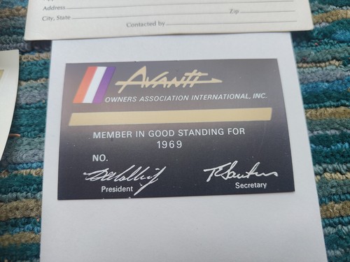 Studebaker AVANTI Original 1966-1970 owner's window decals Etc | eBay