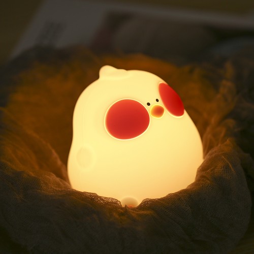 Cute Chicken Night Light Silicone Dimmable Nursery Nightlight Bedside ...