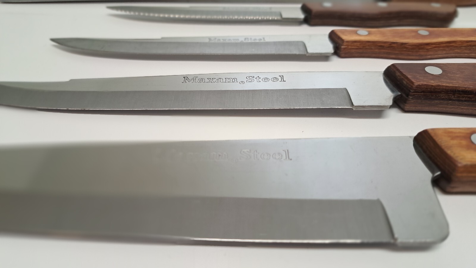 Vintage(Restored)Maxam Steel Knife Set Made In Japan Wood Handle Stone ...