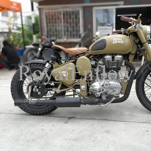 Royal Enfield Black Barrel Bofor Exhaust for Old Classic 350/500 - Exp ...