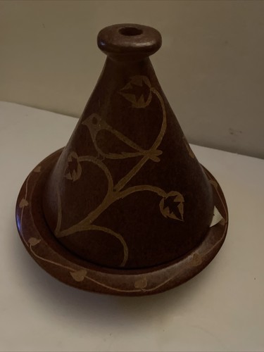Moroccan Cooking Tagine Pot Tangia Etched Bird Terra Cotta Glazed Small ...