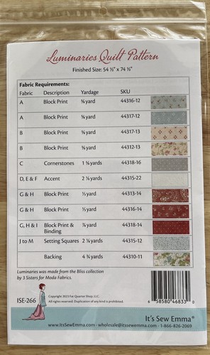 LUMINARIES Quilt Pattern By It’s Sew Emma | eBay