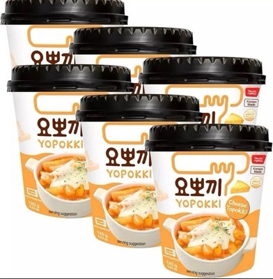 Yopokki Topokki Instant Korean Rice Cake Cup Cheese Flavour (Pack of 6 ...