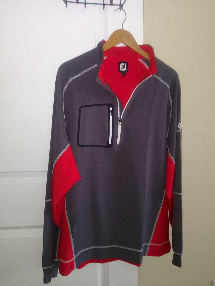 Footjoy FJ 1/4 Zip Pullover Sweater Men Large Navy Blue Nylon Stretch ...