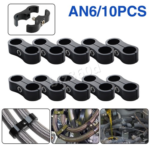 10X AN6 6AN Hose Separator Clamp AN-6 Nylon Braided Stainless Air Fuel ...