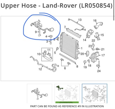 Genuine Land Rover LR4 LR050854 Upper Hose/Radiator/Cooling Component ...