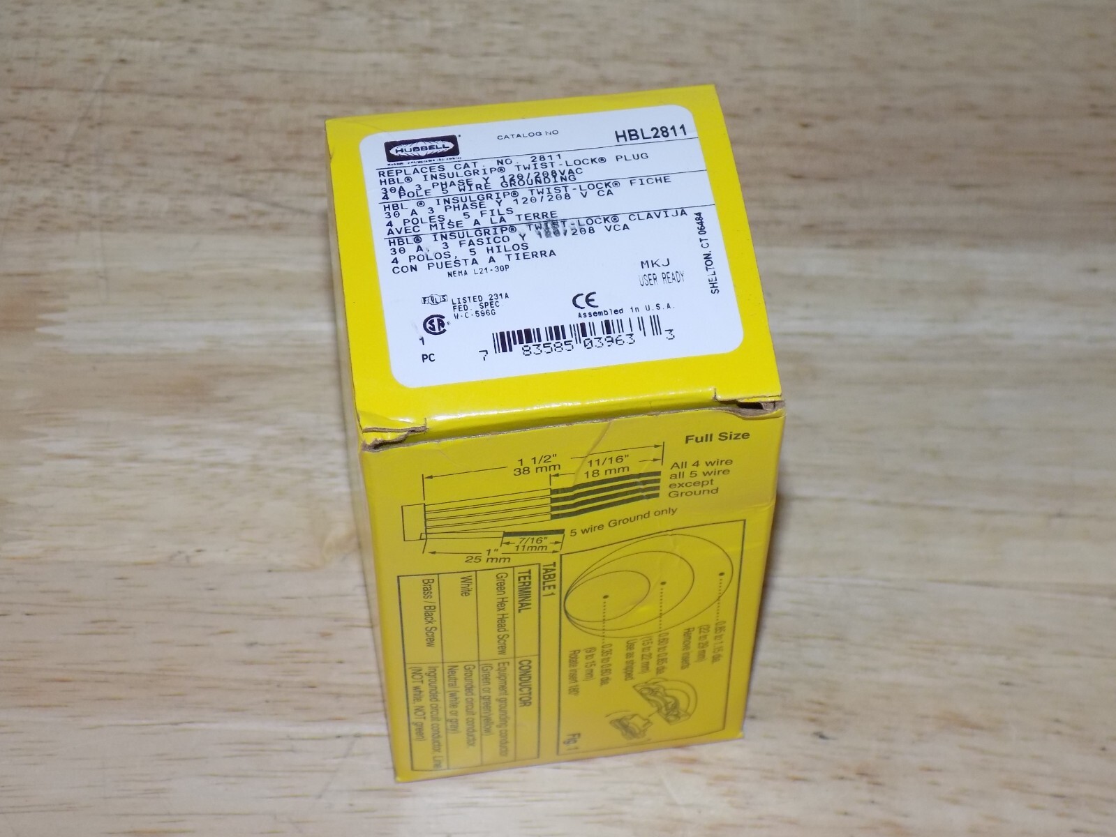 Hubbell HBL2811 30A 120/208V 3ØY Twist-Lock Plug L21-30P, 4 Pole, 5 ...