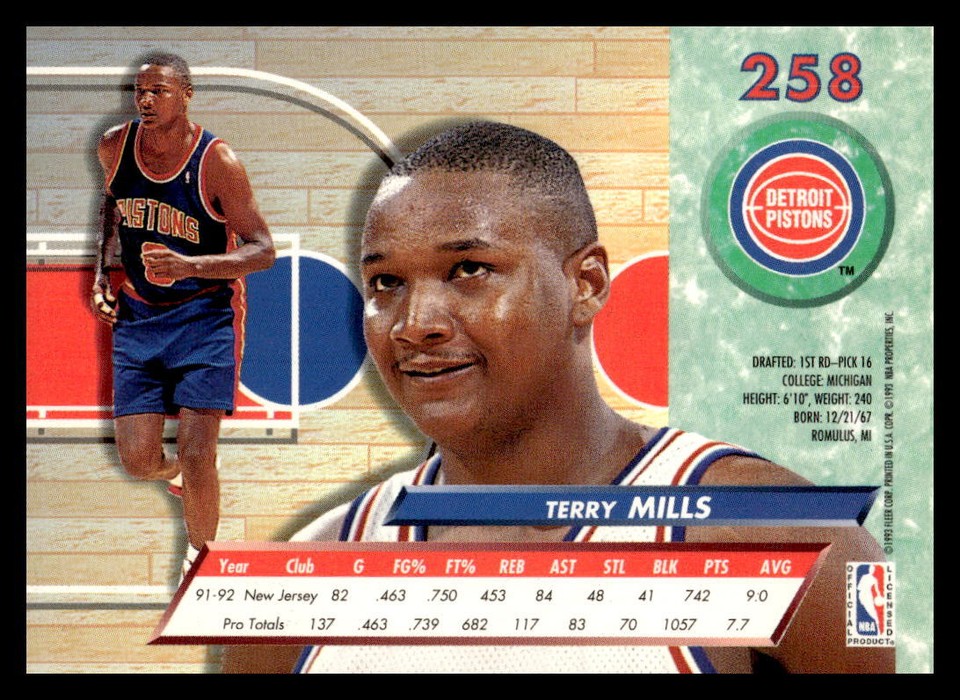 1992 Ultra #258 Terry Mills Detroit Pistons | eBay