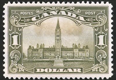 Canada #159 $1 Parliament Building Stamp - VF Mint Hinged, Well ...