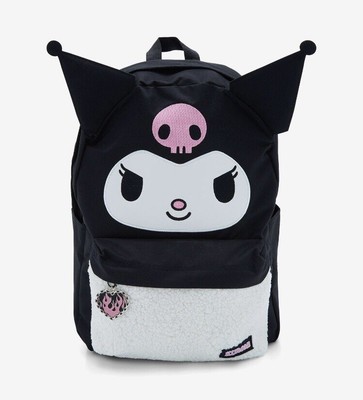 Kuromi face fuzzy plush character backpack laptop bag official Sanrio ...