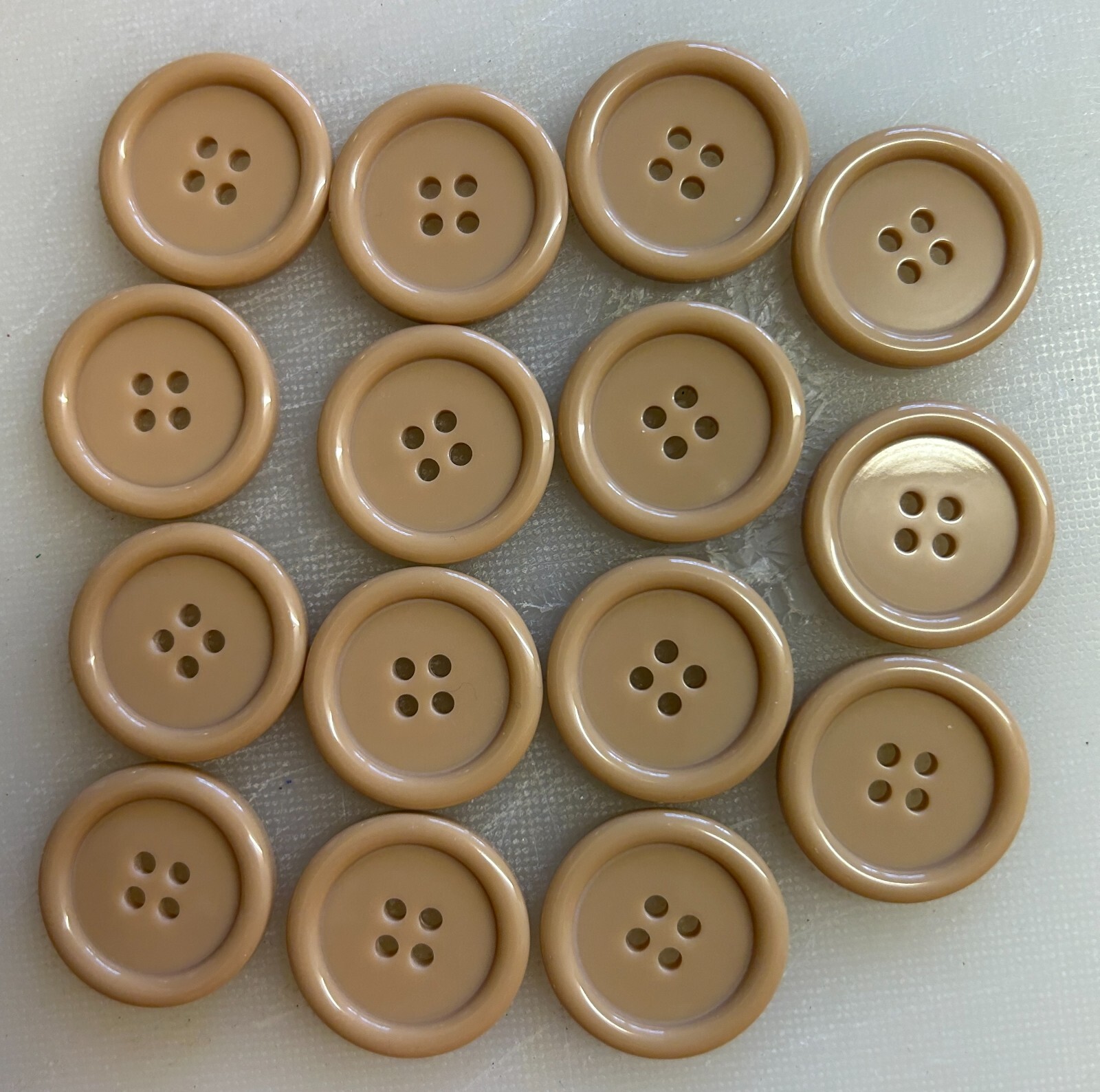 15 x Dark Beige/Fawn 4 hole coat buttons -25mm across | eBay
