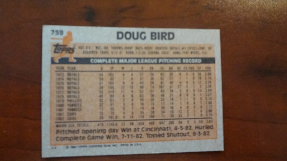 1981 TOPPS # 759 DOUG BIRD BASEBALL CARD | eBay