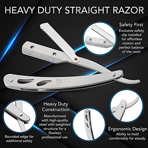 Straight Razor for Men, Kit with 50 Single Blade Razors for Men ...