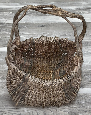 Handmade Rustic Egg Twig Basket, Braided Woven, Primitive approx. 12“ X ...