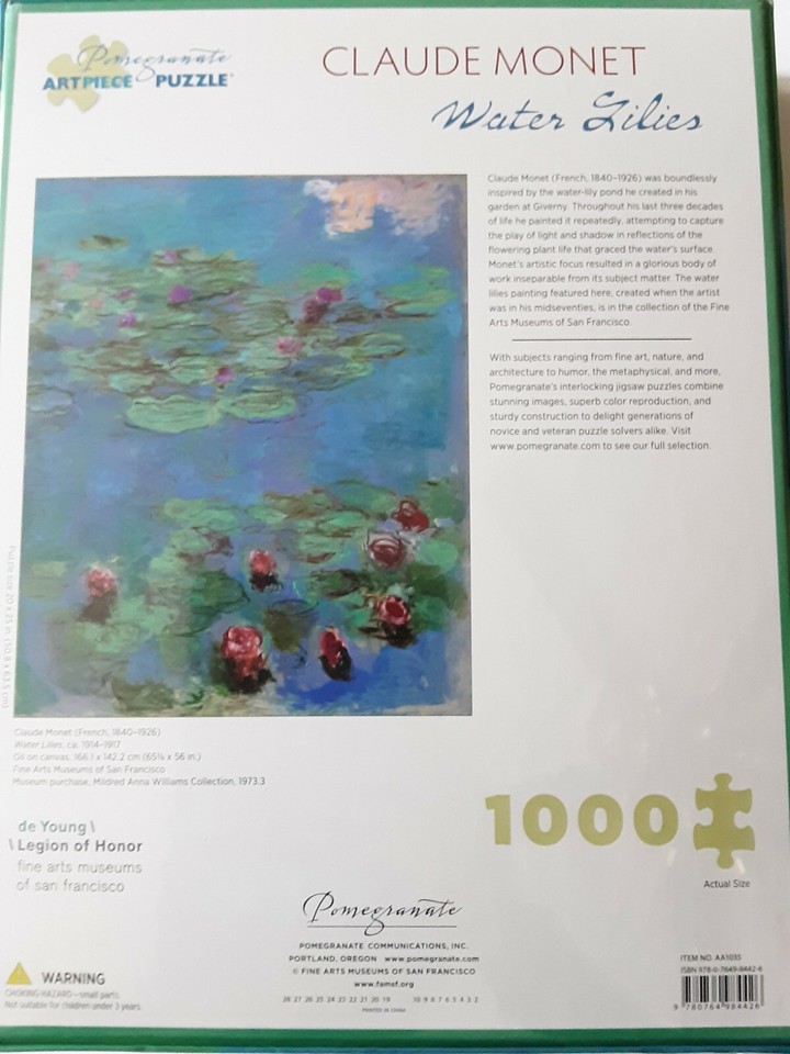 Claude Monte Water Lilies 1000. Sealed | eBay