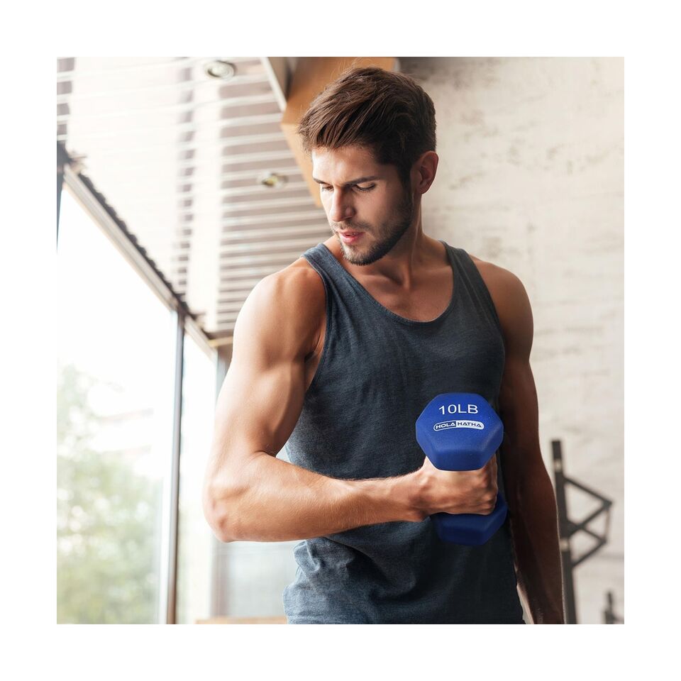 HolaHatha 2, 3, 5, 8, and 10 Pound Neoprene Dumbbell Free Hand Weight ...