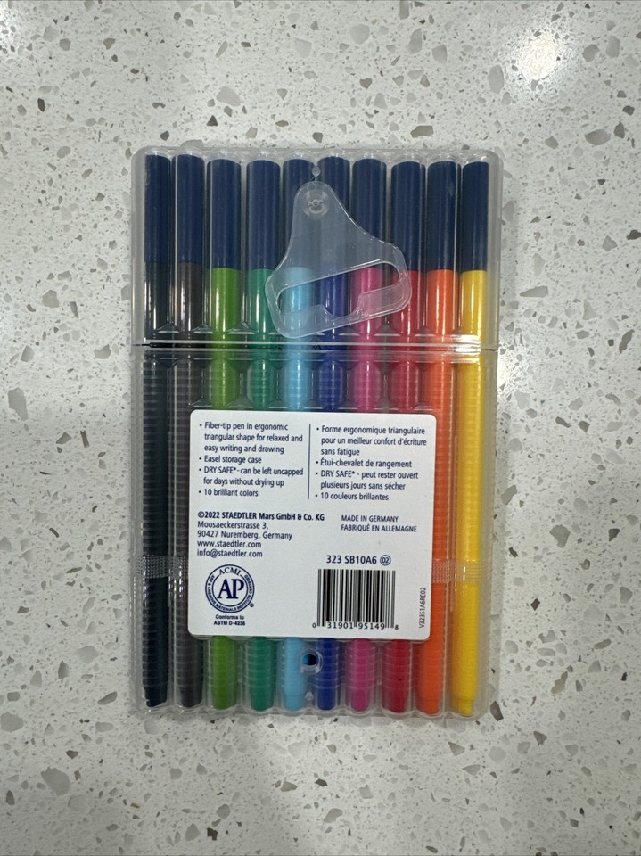 Staedtler Broadliner 1.0mm Felt Broad Tip 10 Pen Set Brilliant Bright ...