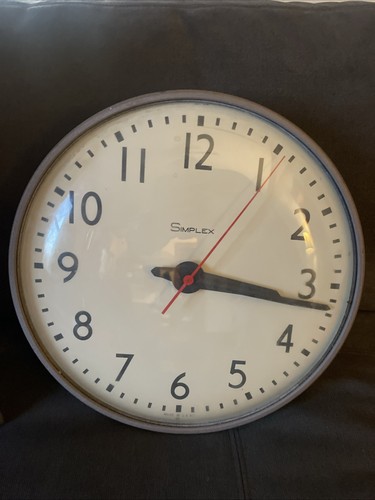 Antique Simplex 13”804-006 School Industrial Curved Face Round Wall ...